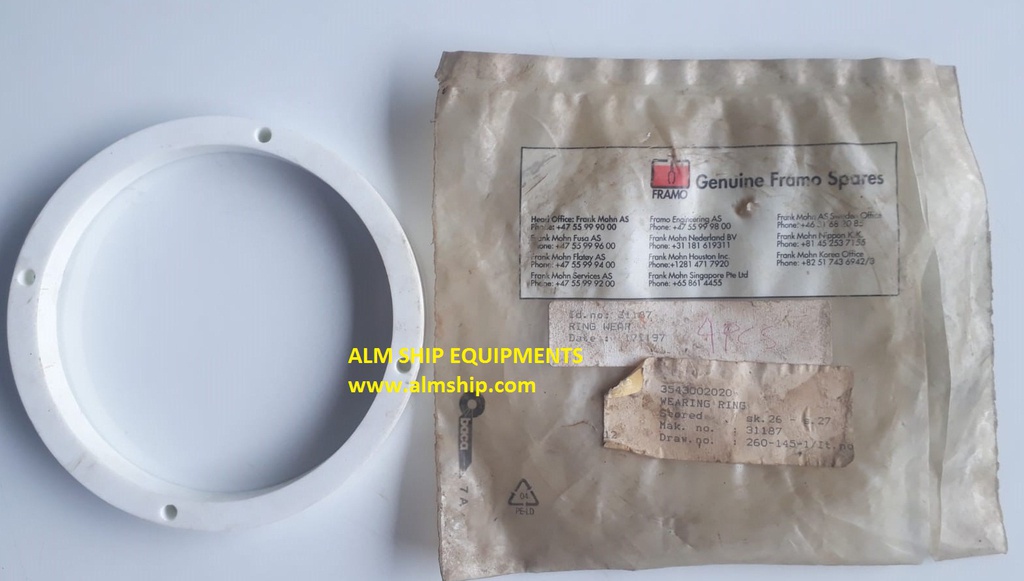 WEAR RING ID 31187 FOR FRAMO | ALM SHIP EQUIPMENTS